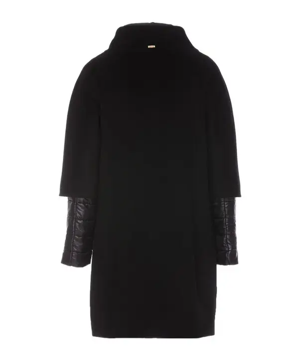 Herno Layered-sleeved Zip-up Down Coat - Black