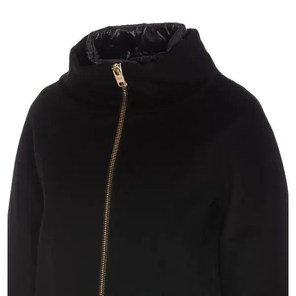 Herno Layered-sleeved Zip-up Down Coat - Black