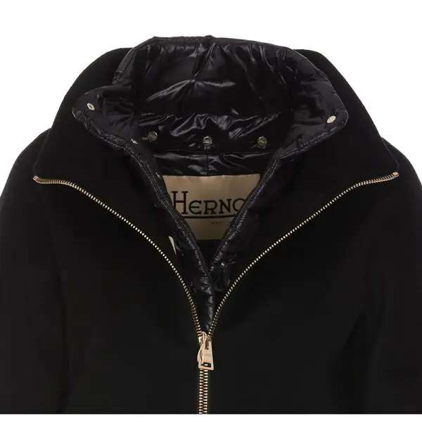 Herno Layered-sleeved Zip-up Down Coat - Black