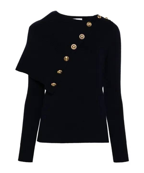 Rabanne Oversized Turtleneck Jumper With Decorative Buttons - Black