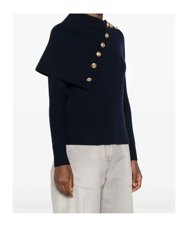 Rabanne Oversized Turtleneck Jumper With Decorative Buttons - Black