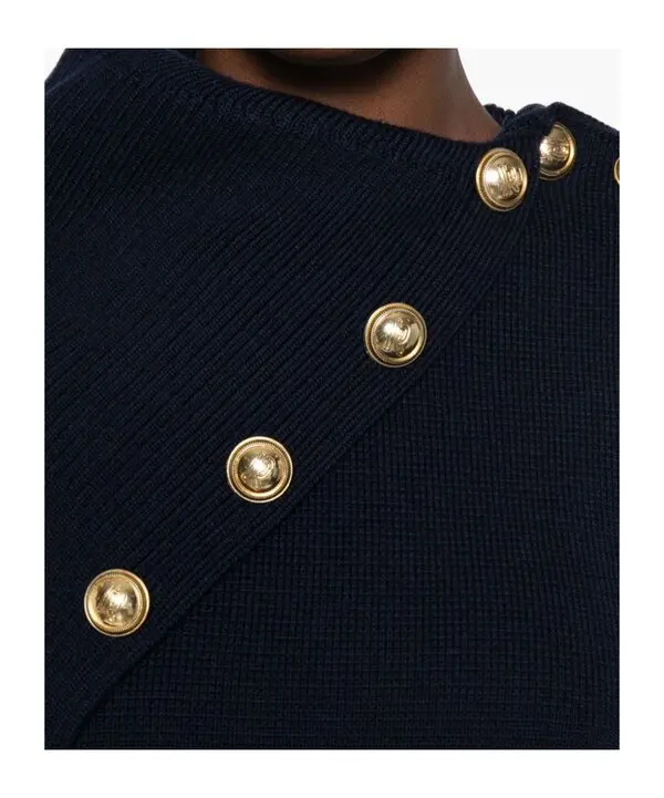 Rabanne Oversized Turtleneck Jumper With Decorative Buttons - Black