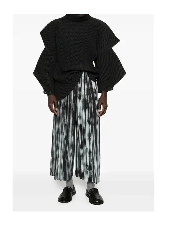 Issey Miyake Pleated Striped Trousers