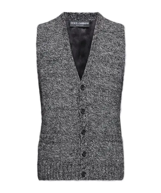 Dolce & Gabbana Panelled V-neck Knitted Vest - Gray