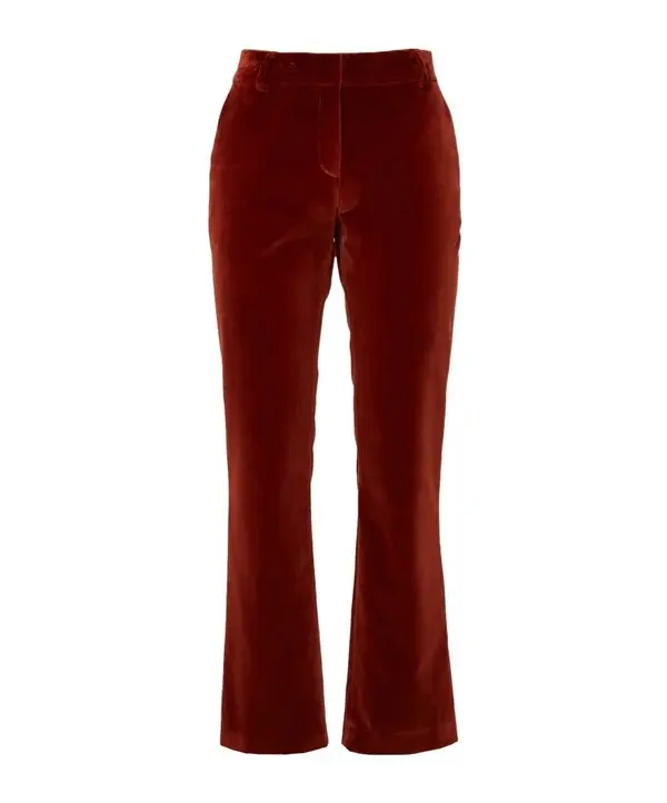 La DoubleJ Velvet Cropped Trousers - Brown