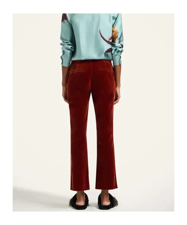 La DoubleJ Velvet Cropped Trousers - Brown