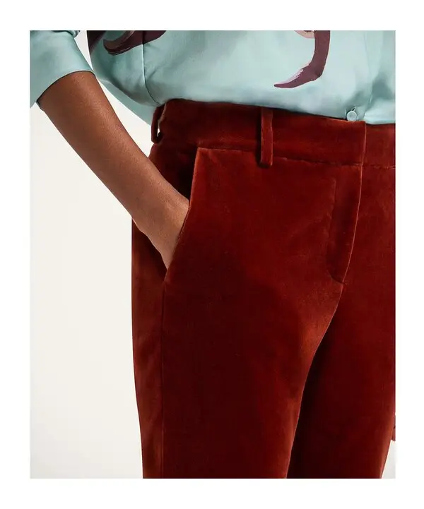 La DoubleJ Velvet Cropped Trousers - Brown
