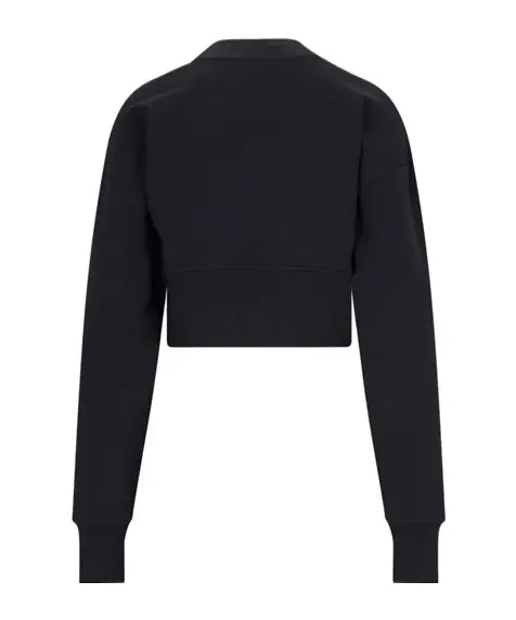 Balmain Logo Printed Crewneck Cropped Sweatshirt - Black