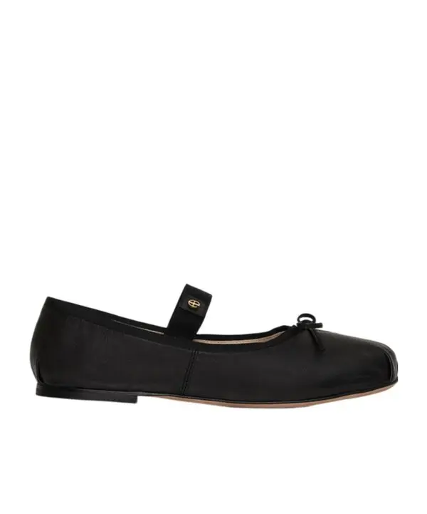 ANINE BING Jolie Ballerinas With Bow Detail - Black