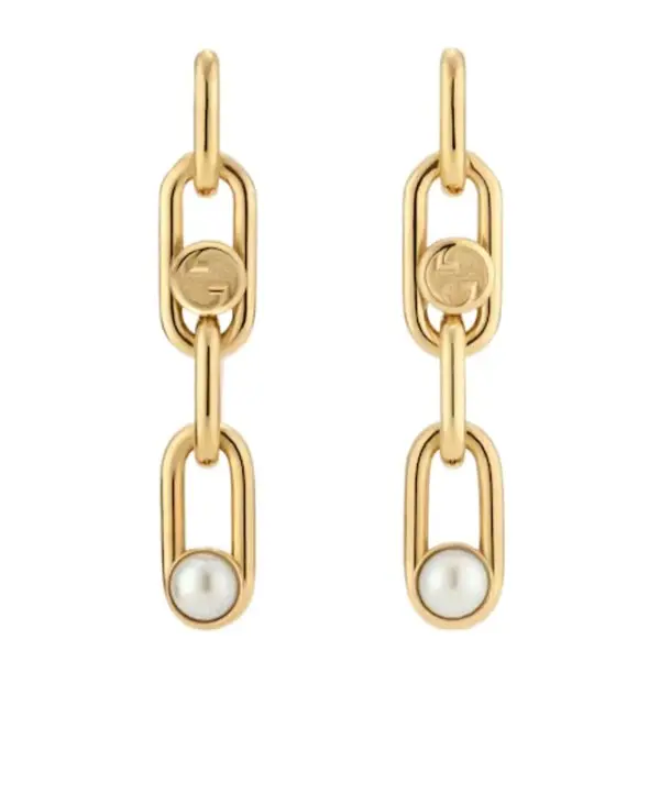 Gucci Earrings With Mobile Pearls - Golden