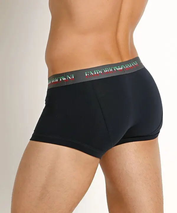 Emporio Armani Navy Blue Logo Boxer - Black