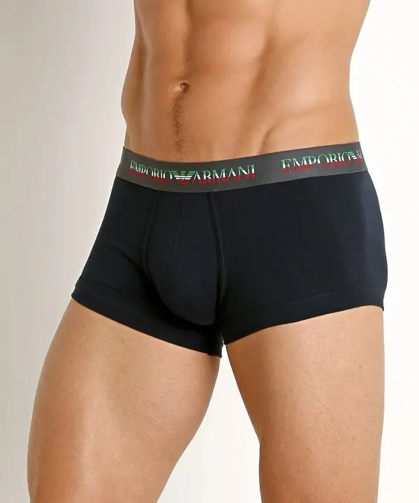 Emporio Armani Navy Blue Logo Boxer - Black
