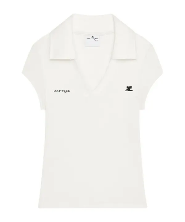 COURREGES Courrèges Sports Cropped V-neck T-shirt - Heritage White