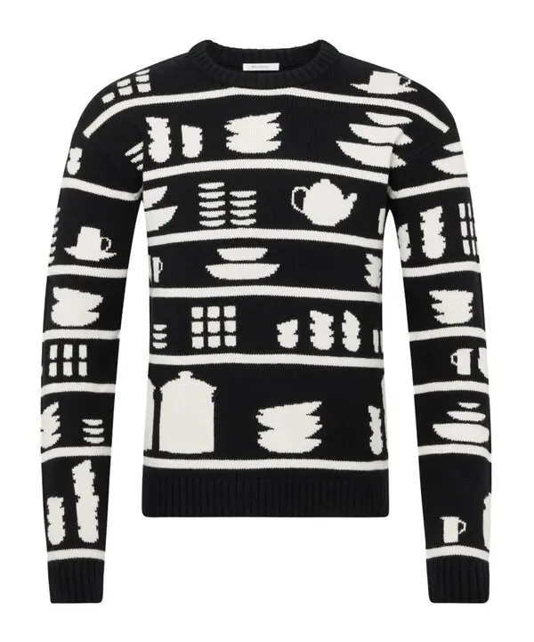 J.W.ANDERSON Tableware Pattern" Crew Neck Sweater - Black/white