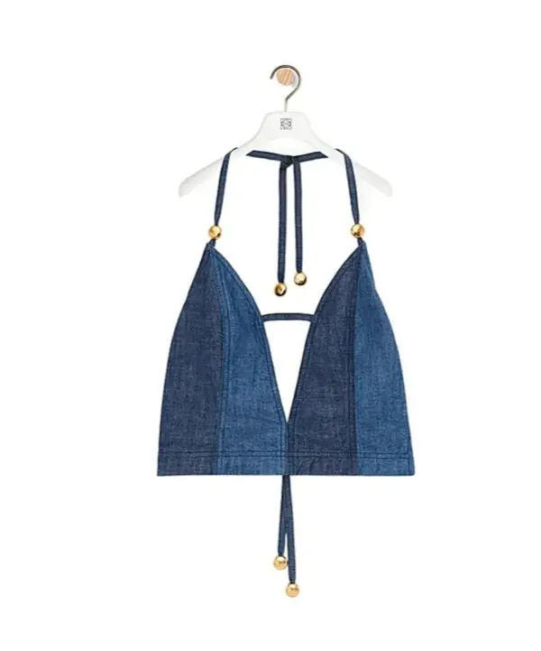 Loewe Strappy Denim Halter Top - Blue