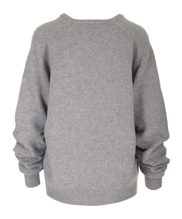 Tory Burch V-neck Wool Jumper With Floral Detail - Gray