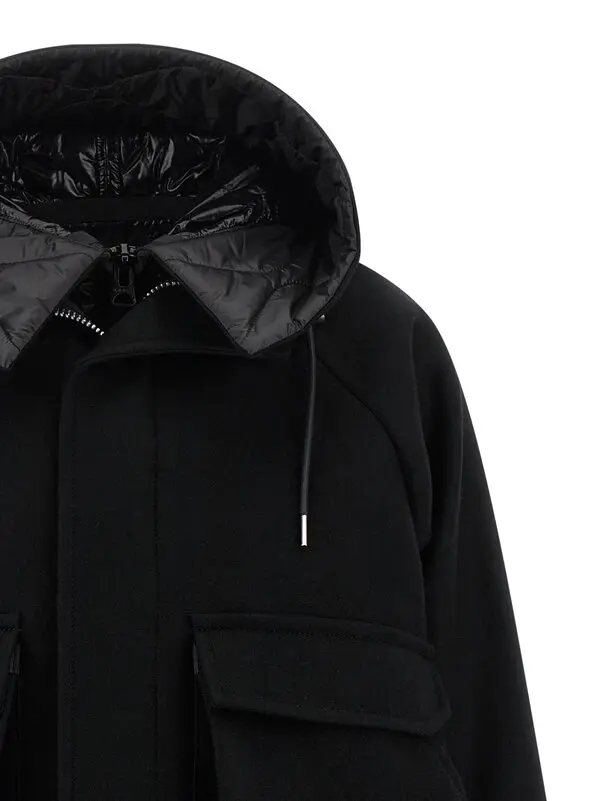Sacai Melton Wool Blouson With Quilted Nylon Overlay