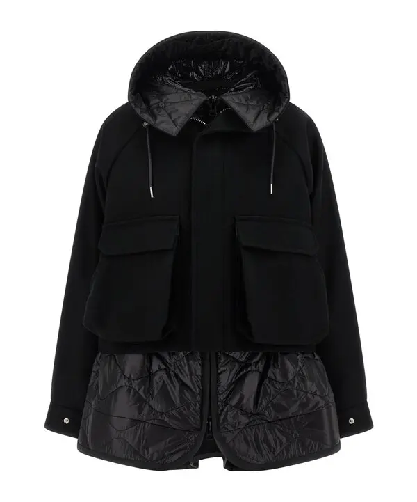 Sacai Melton Wool Blouson With Quilted Nylon Overlay