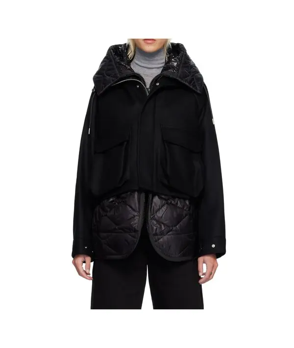 Sacai Melton Wool Blouson With Quilted Nylon Overlay