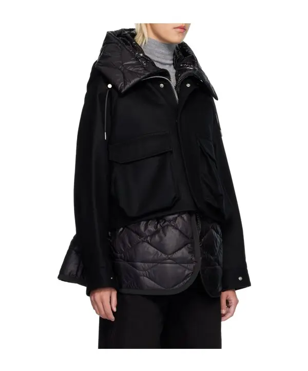 Sacai Melton Wool Blouson With Quilted Nylon Overlay