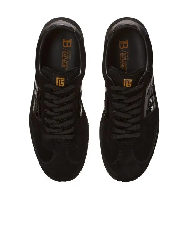 Balmain Patent Pb Logo Sneakers - Black