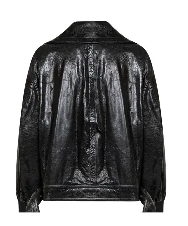 Co Asymmetric Textured Leather Coat