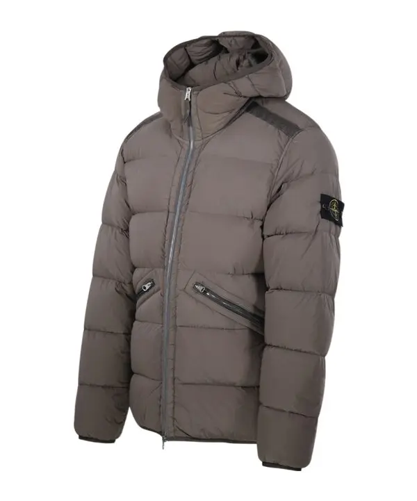 Stone Island Padded Hooded Zip-up Puffer Jacket - Walnut Brown
