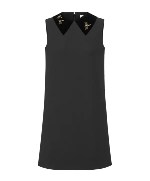 Dior A-line Embroidered Dress - Black