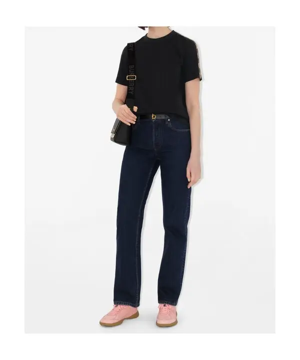 Burberry Logo Embroidered Check-trim T-shirt