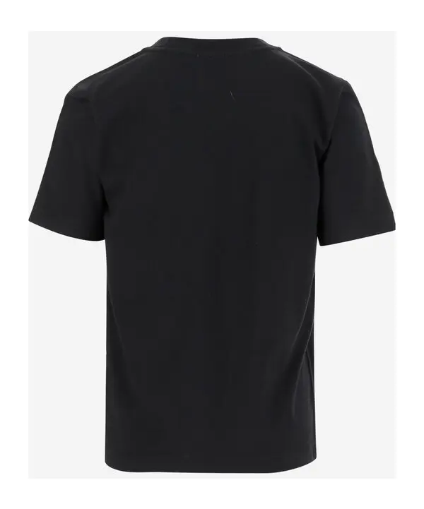 Burberry Logo Embroidered Check-trim T-shirt - Black