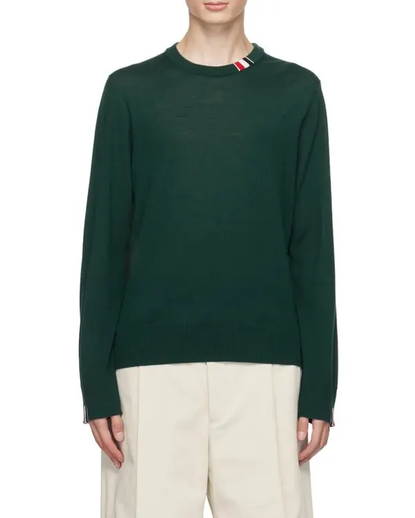 Thom Browne Rwb Stripe Detailed Crewneck Jumper