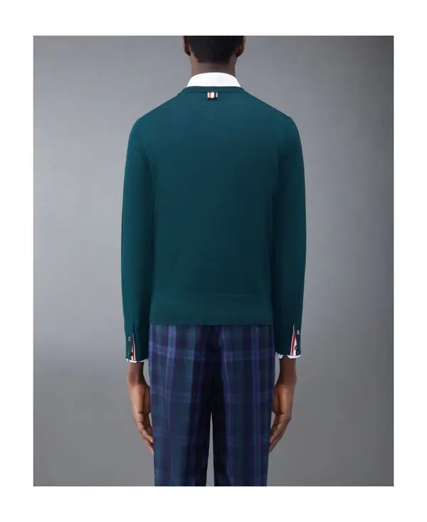 Thom Browne Rwb Stripe Detailed Crewneck Jumper
