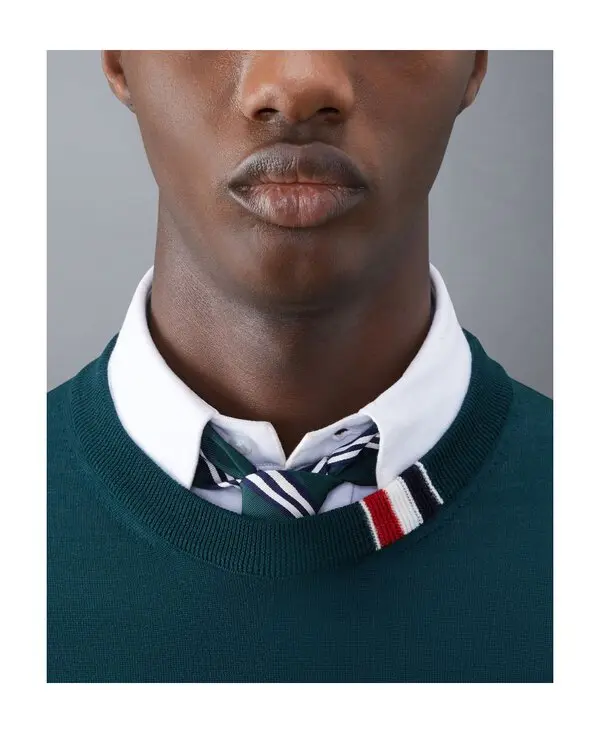Thom Browne Rwb Stripe Detailed Crewneck Jumper