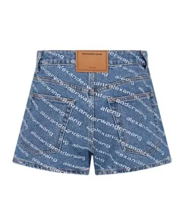 Alexander Wang Allover Logo Printed Denim Shorts