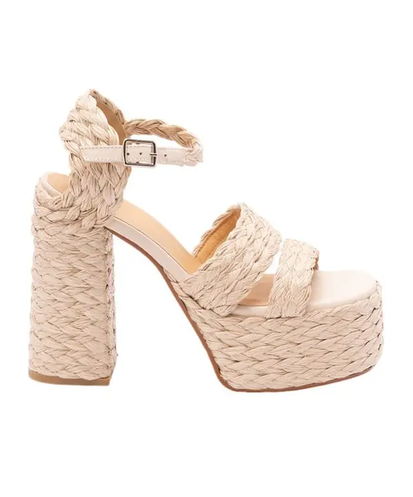 CastaÑer Fresa Braided Raffia Platform Sandals