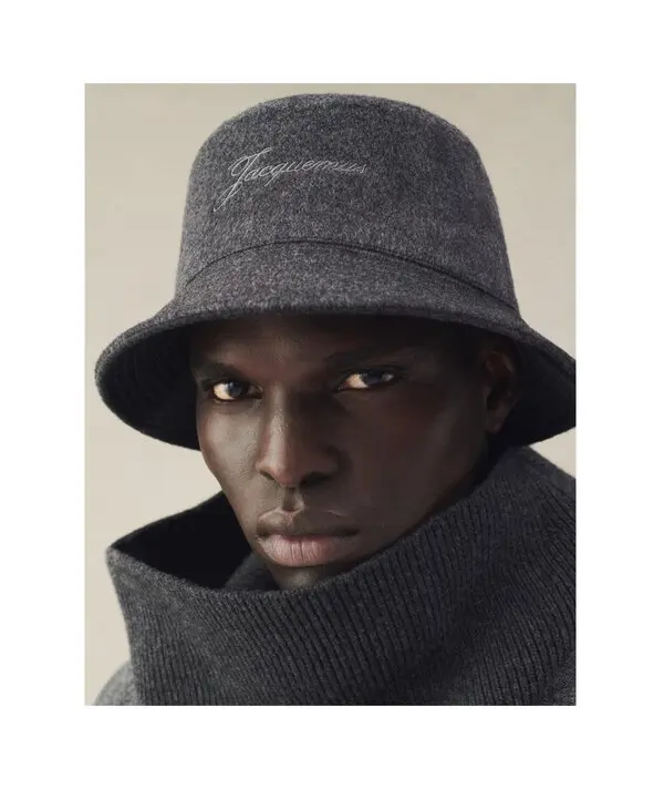 Jacquemus Embroidered Logo Bucket Hat - Dark Gray