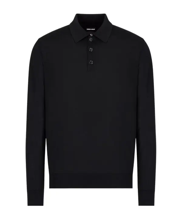 Giorgio Armani Long-sleeve Polo Shirt - Black