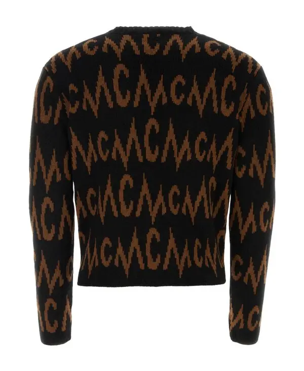 Mcm Monogrammed Intarsia Button-up Cardigan