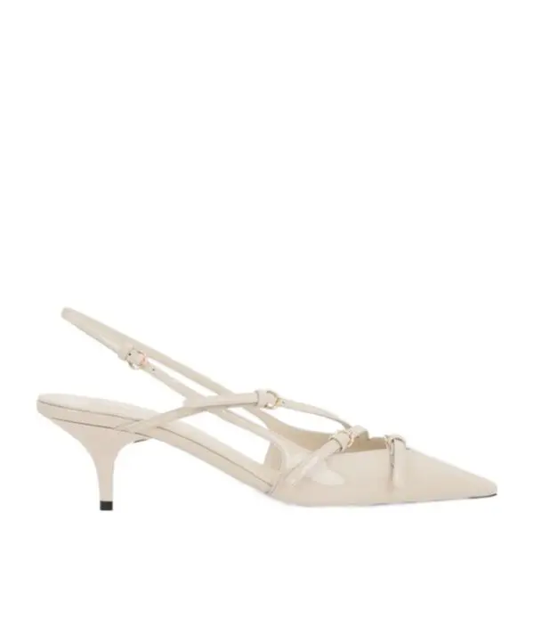 Miu Miu Buckled Patent Slingback Pumps - Ivory