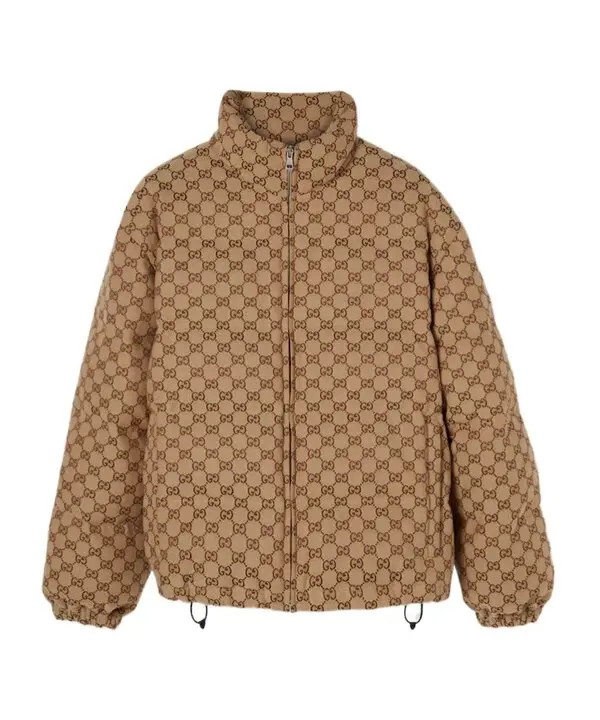 Gucci Gg Monogram Zip-up Bomber Jacket - Camel/ebony