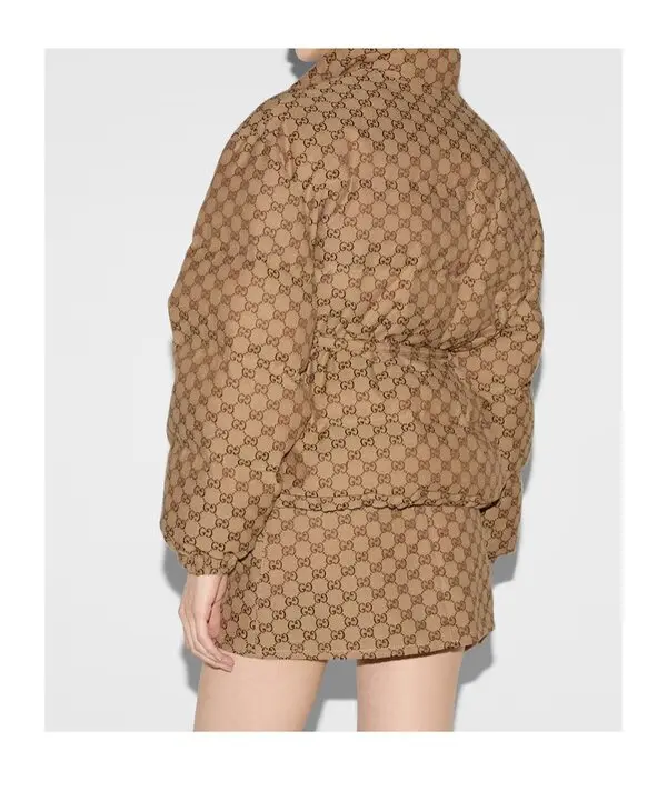 Gucci Gg Monogram Zip-up Bomber Jacket - Camel/ebony