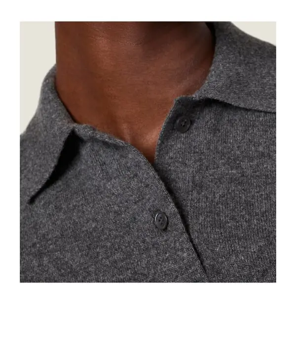 Miu Miu Cashmere Short Sleeve Polo Shirt - Slate Grey