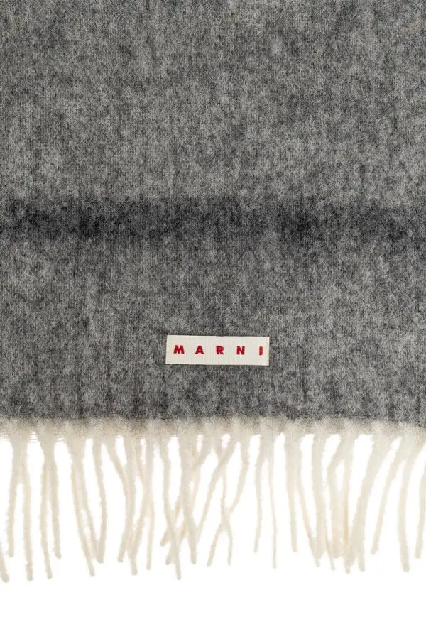 Marni Logo Patch Fringed Scarf