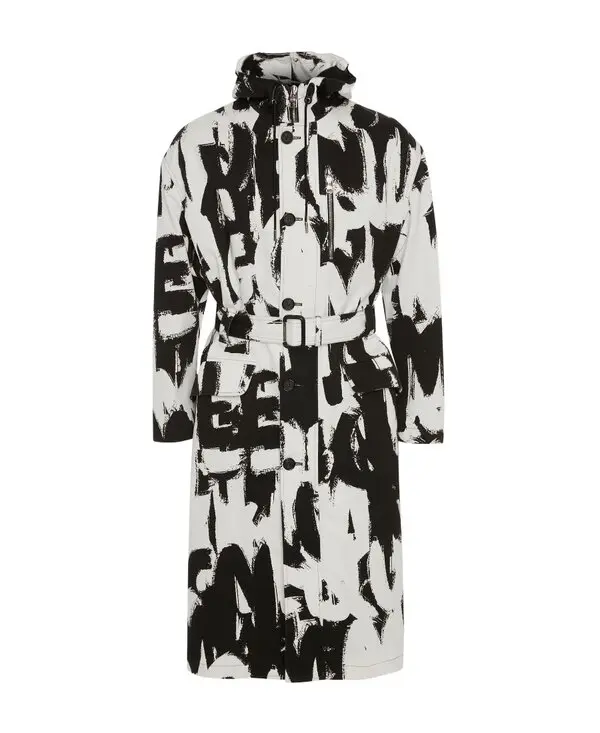 Alexander McQueen All-over Logo Print Parka - Black