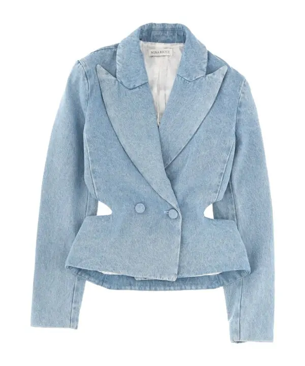 Nina Ricci Cutout Denim Double-breasted Jacket