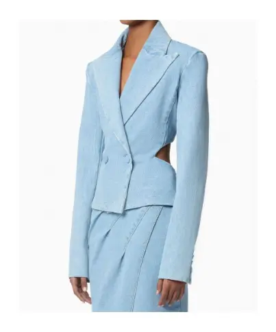 Nina Ricci Cutout Denim Double-breasted Jacket