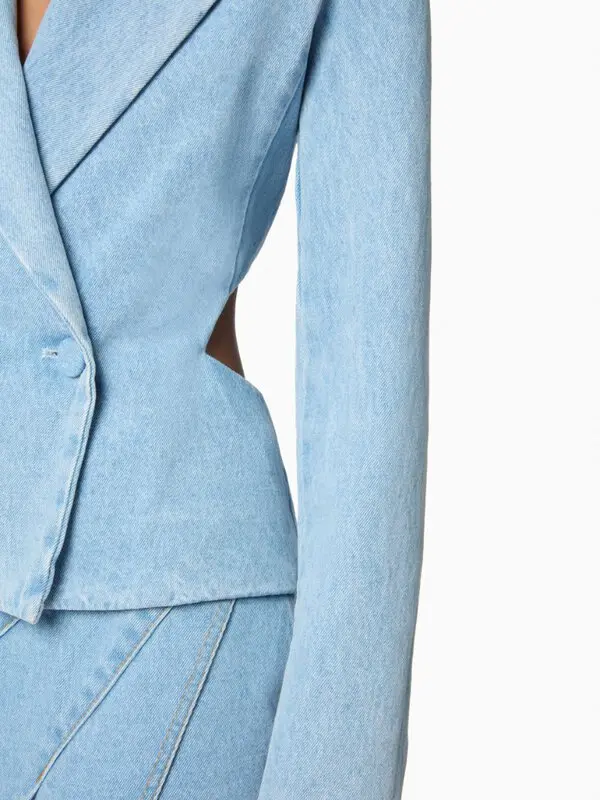 Nina Ricci Cutout Denim Double-breasted Jacket