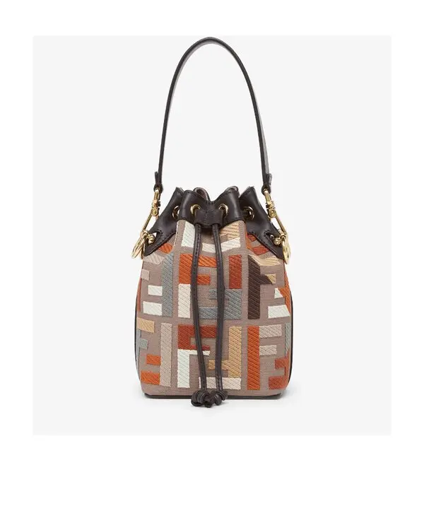Fendi Embroidered Canvas Mini Bucket Bag