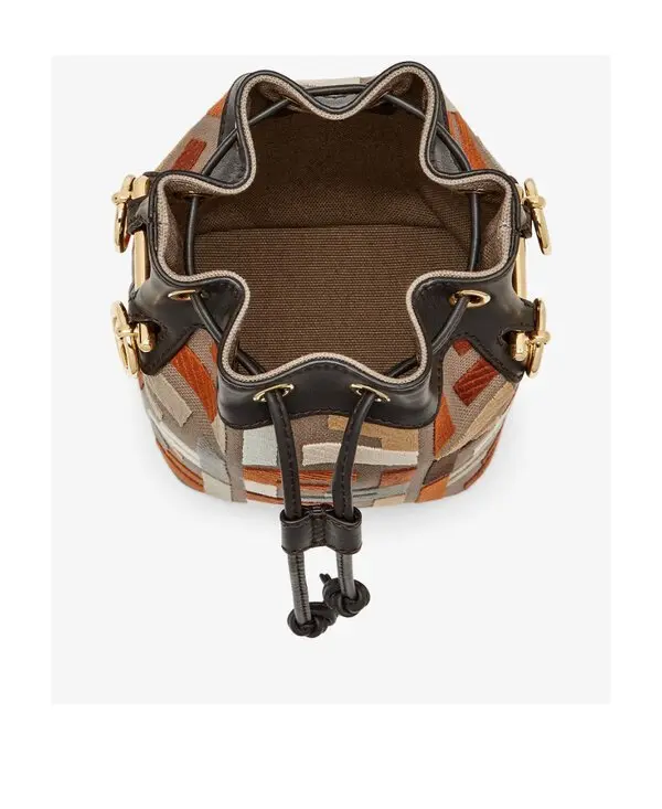 Fendi Embroidered Canvas Mini Bucket Bag