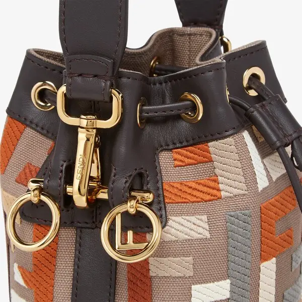 Fendi Embroidered Canvas Mini Bucket Bag